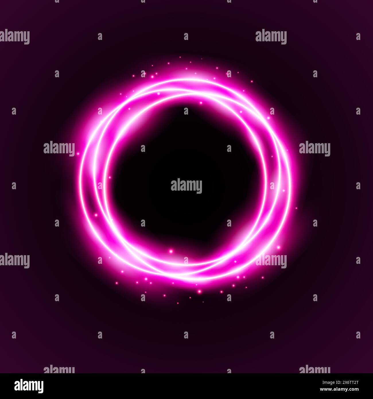 Light circle neon halo on brick wall, Bright glowing pink ring light ...