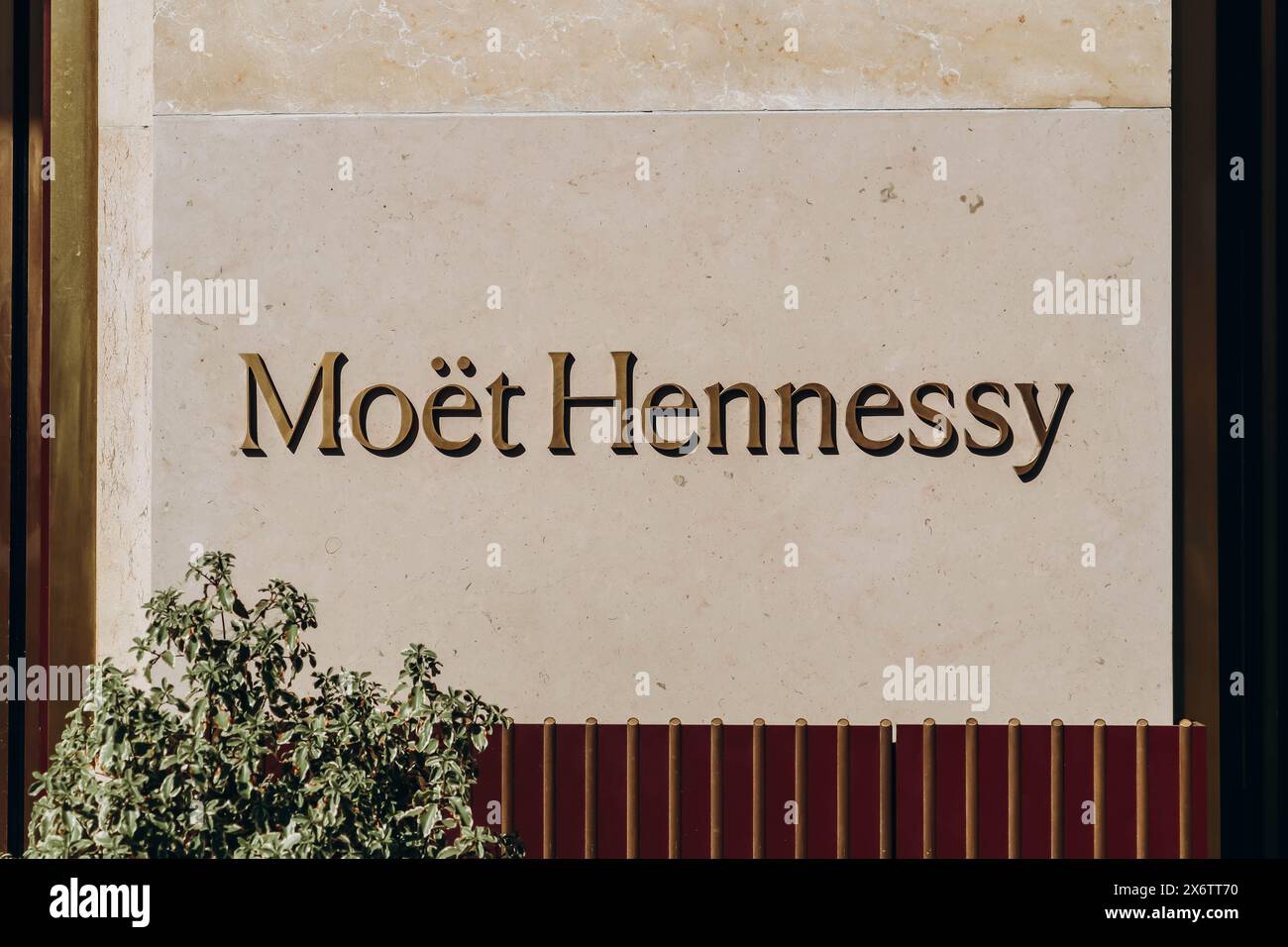 Paris, France - October 1, 2023: Moët Hennessy sign board on the famous ...