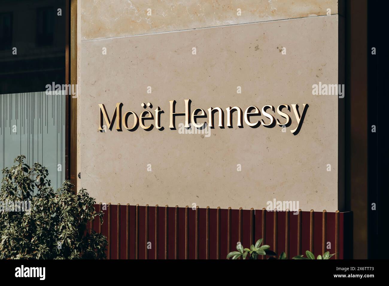Paris, France - October 1, 2023: Moët Hennessy sign board on the famous ...