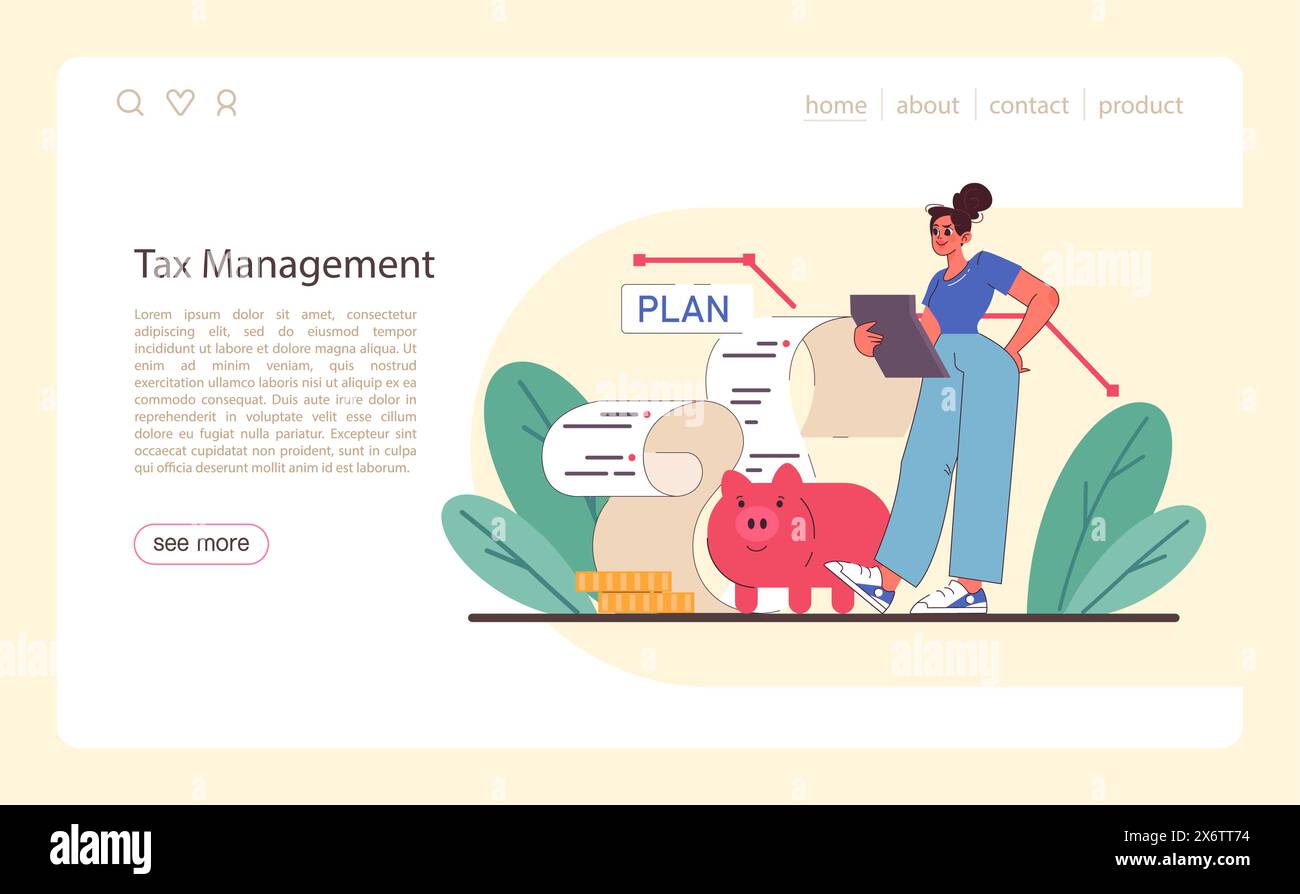 Tax optimization web banner or landing page. Financial efficiency ...
