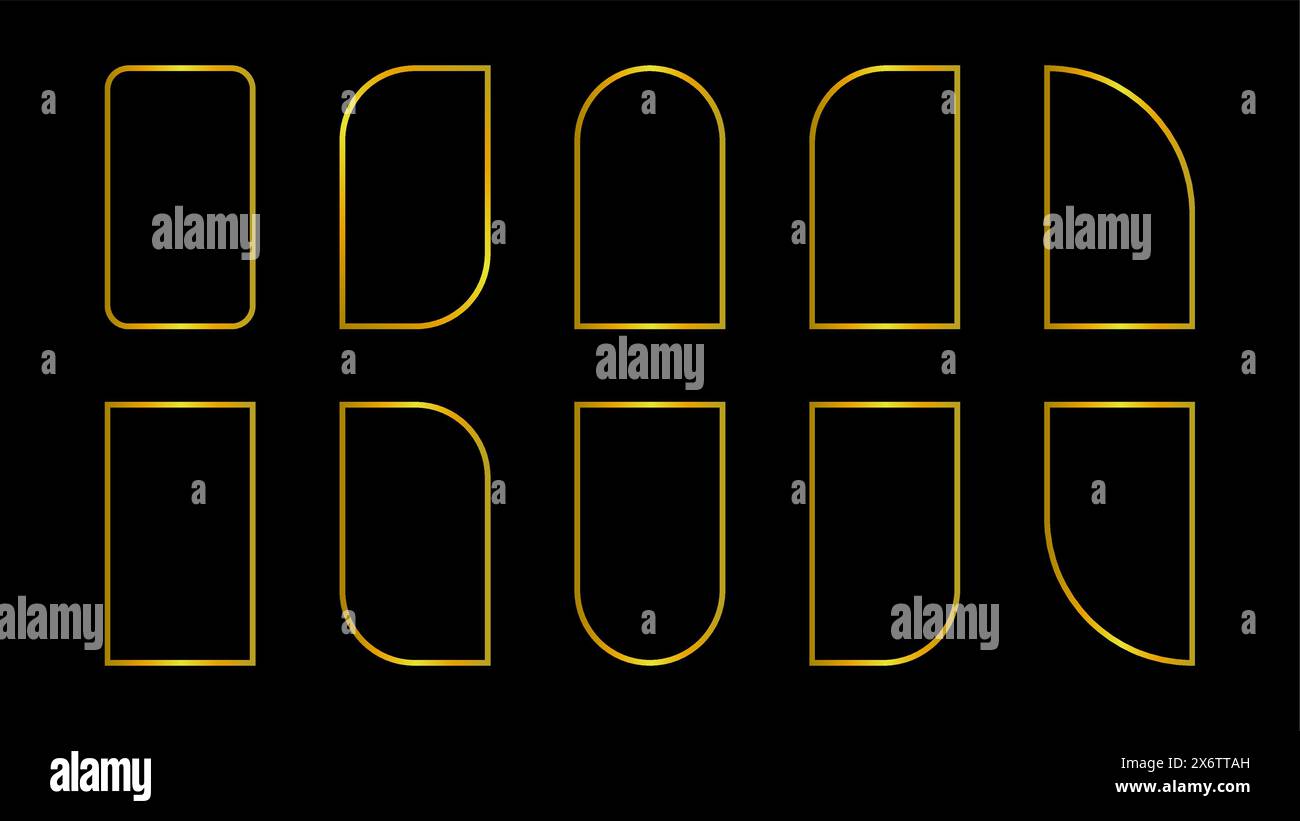Set of 10 Golden Vector Frame Designs – High Quality Illustrations ...