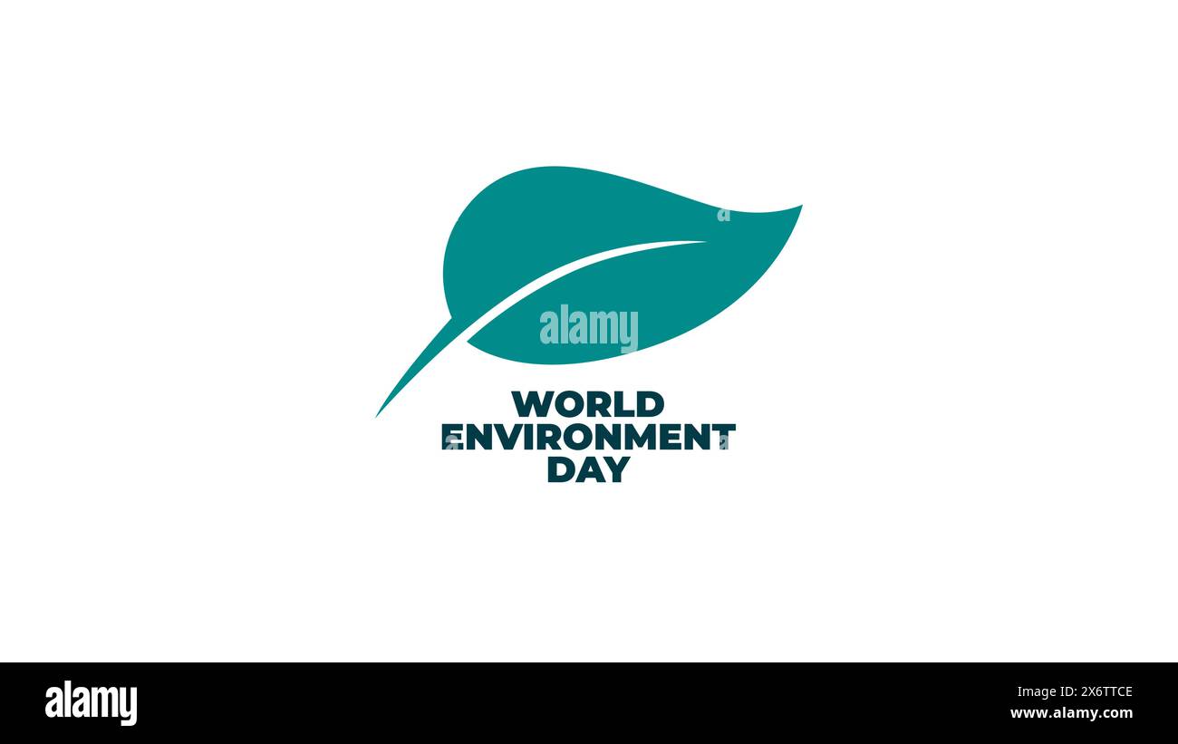 Green Leaf Vector Design with "World Environment Day" Text on White ...