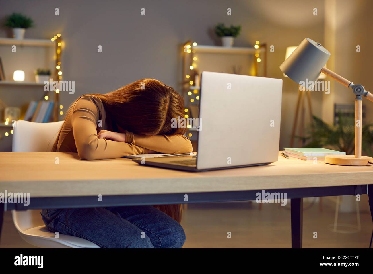 School child girl gets very tired, stressed and exhausted of her ...