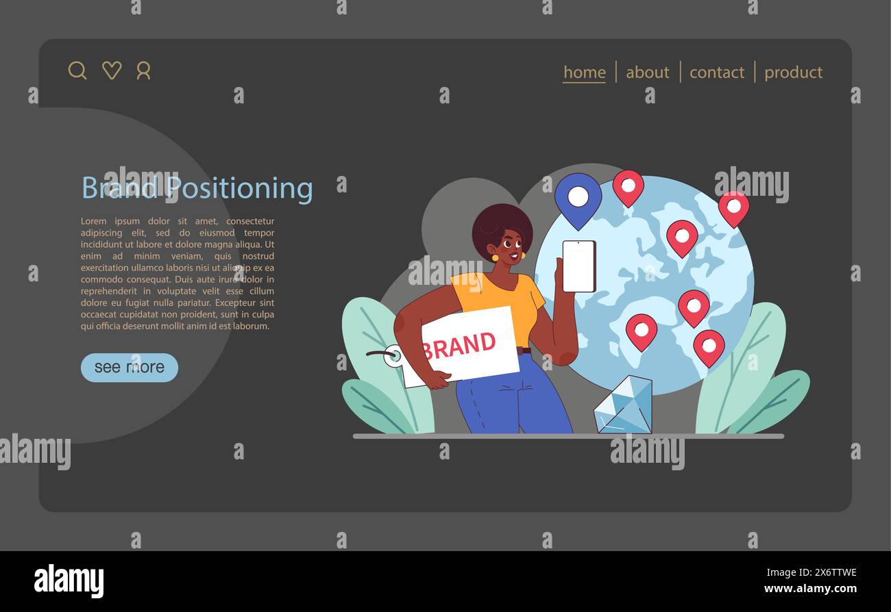 Brand Positioning strategy. Illustration of global brand presence and ...