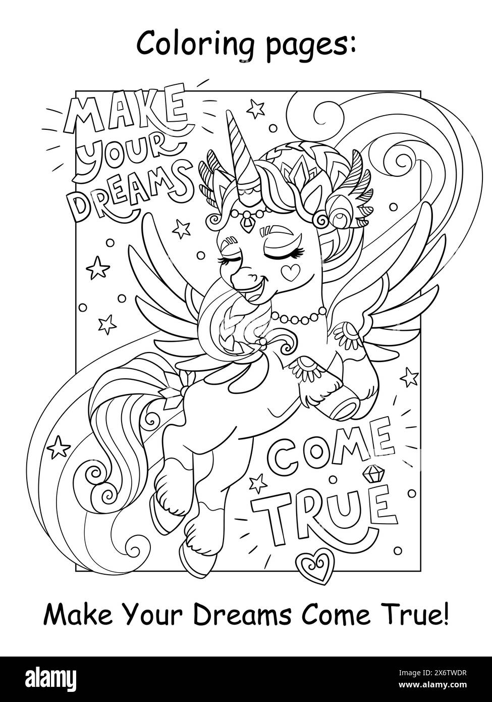 Unicorn coloring page printable Stock Vector Images - Alamy