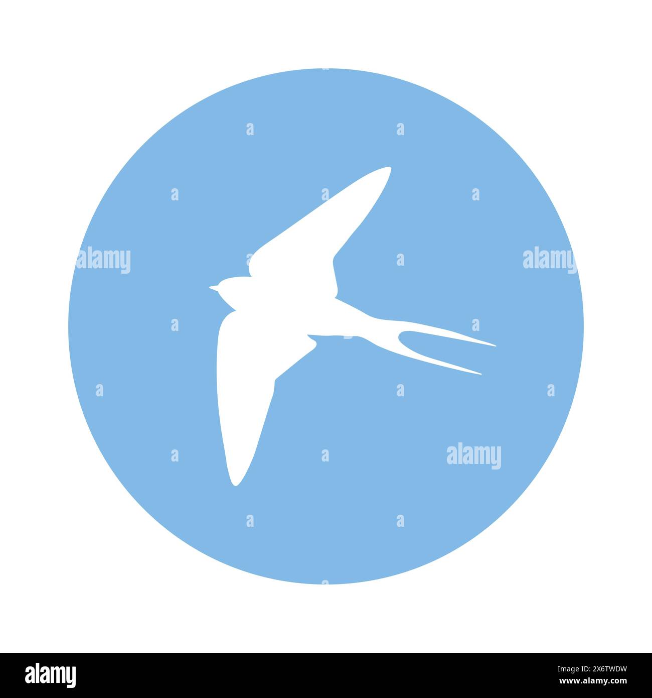 Martin bird silhouette on blue sky. Vector illustration Stock Vector ...
