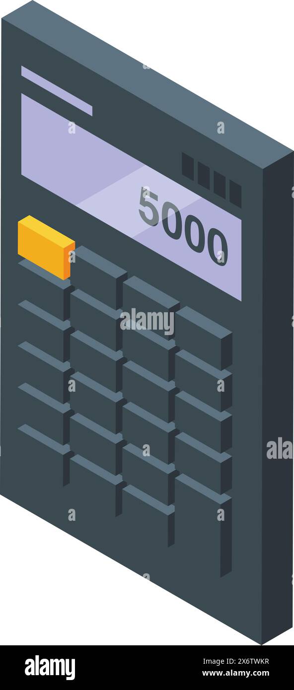 Illustration of a modern. Isometric. Digital calculator with 3d vector ...