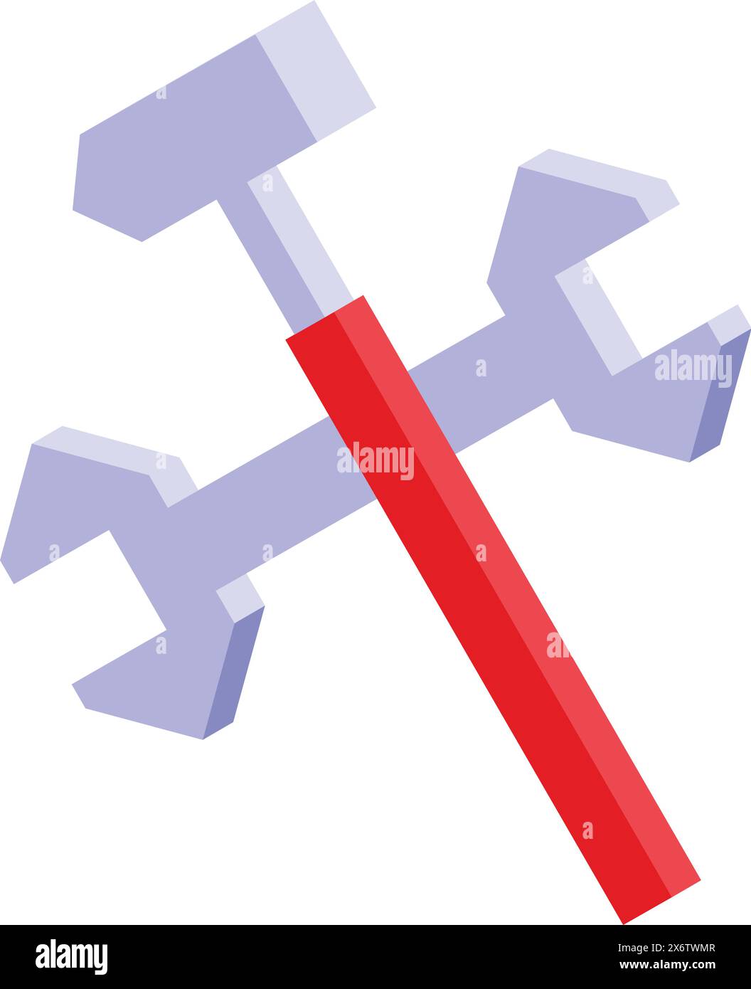 Illustration of a stylized 3d wrench and hammer crossed, representing ...