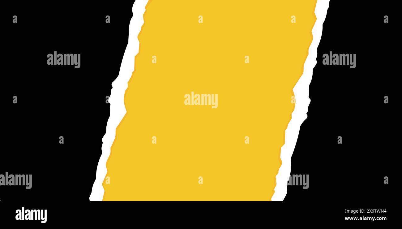 Cut and torn paper banner with place for text. Black and yellow ...