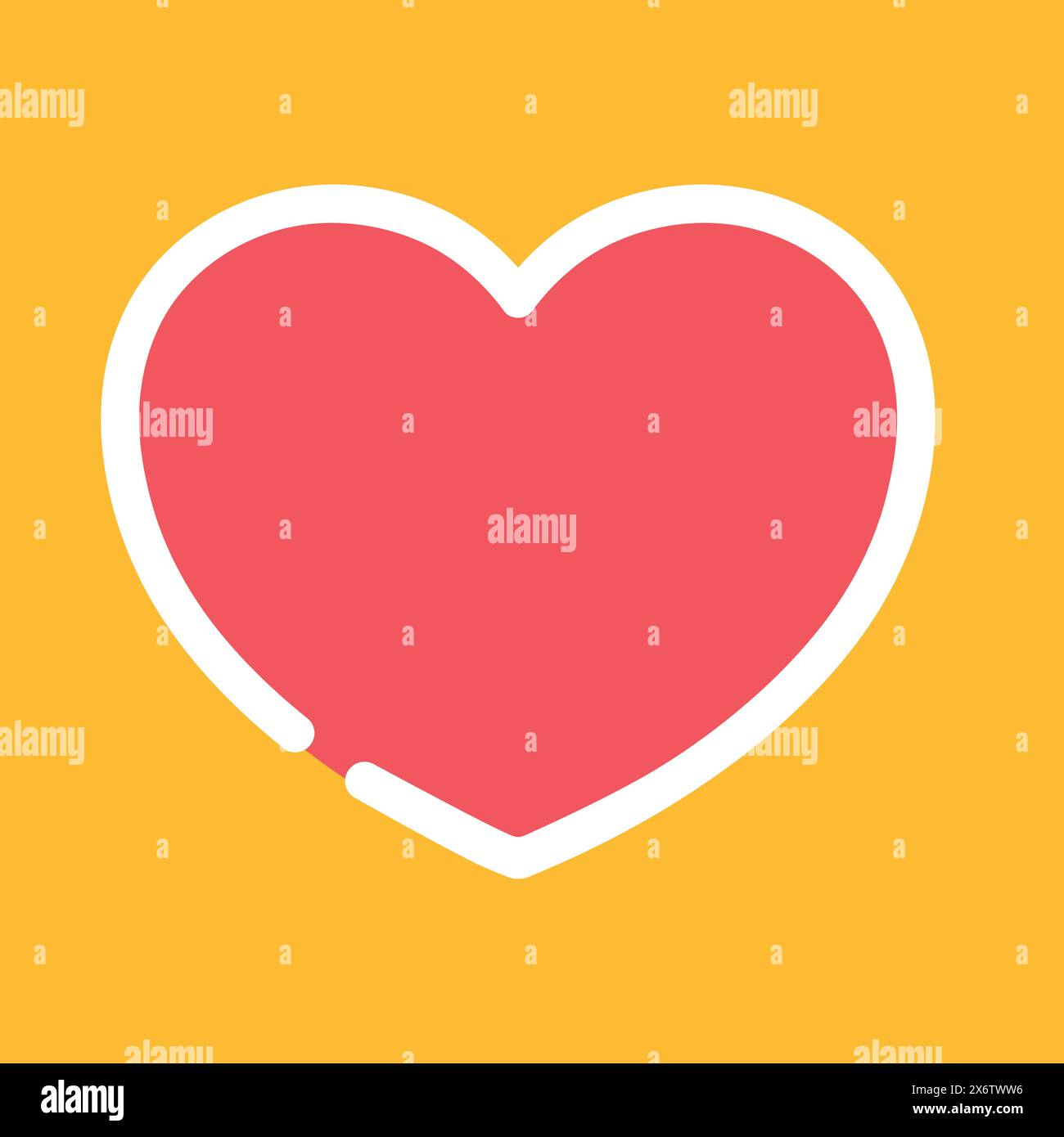 Heart line icon. Heart outline on yellow background. Vector ...