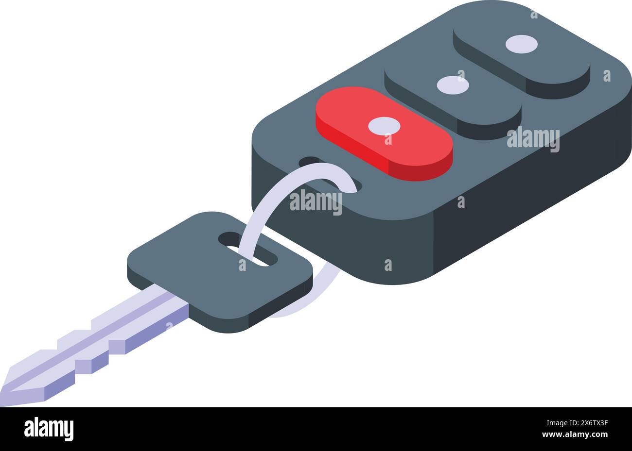 3d isometric illustration of a modern car key with an integrated remote ...