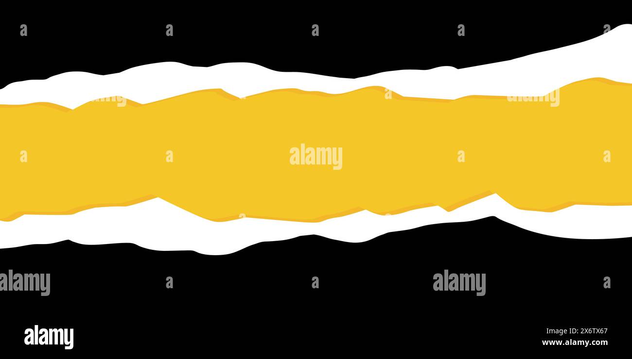 Cut and torn paper banner with empty space for text. Black and yellow ...
