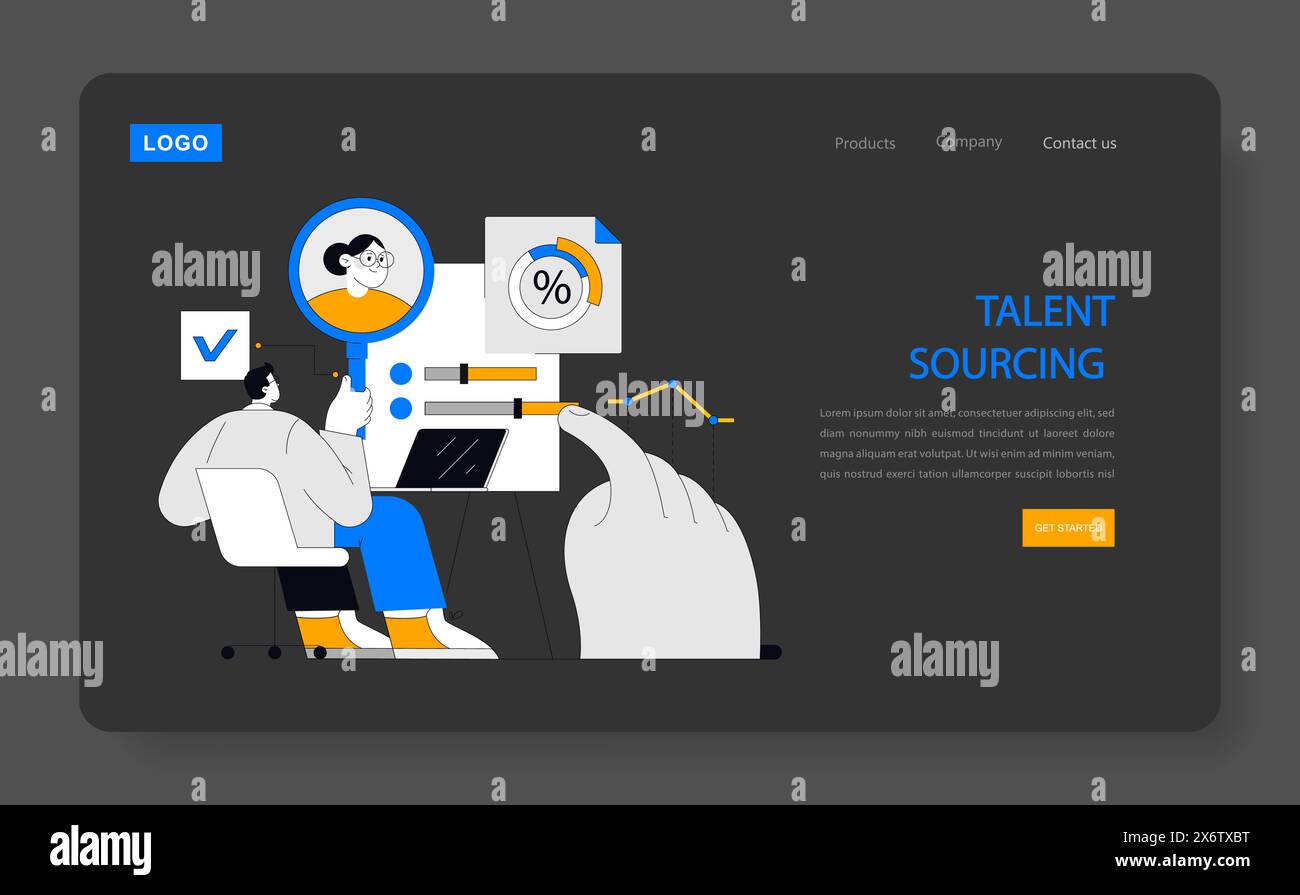 Recruiting concept. Professional uses technology for talent sourcing on ...
