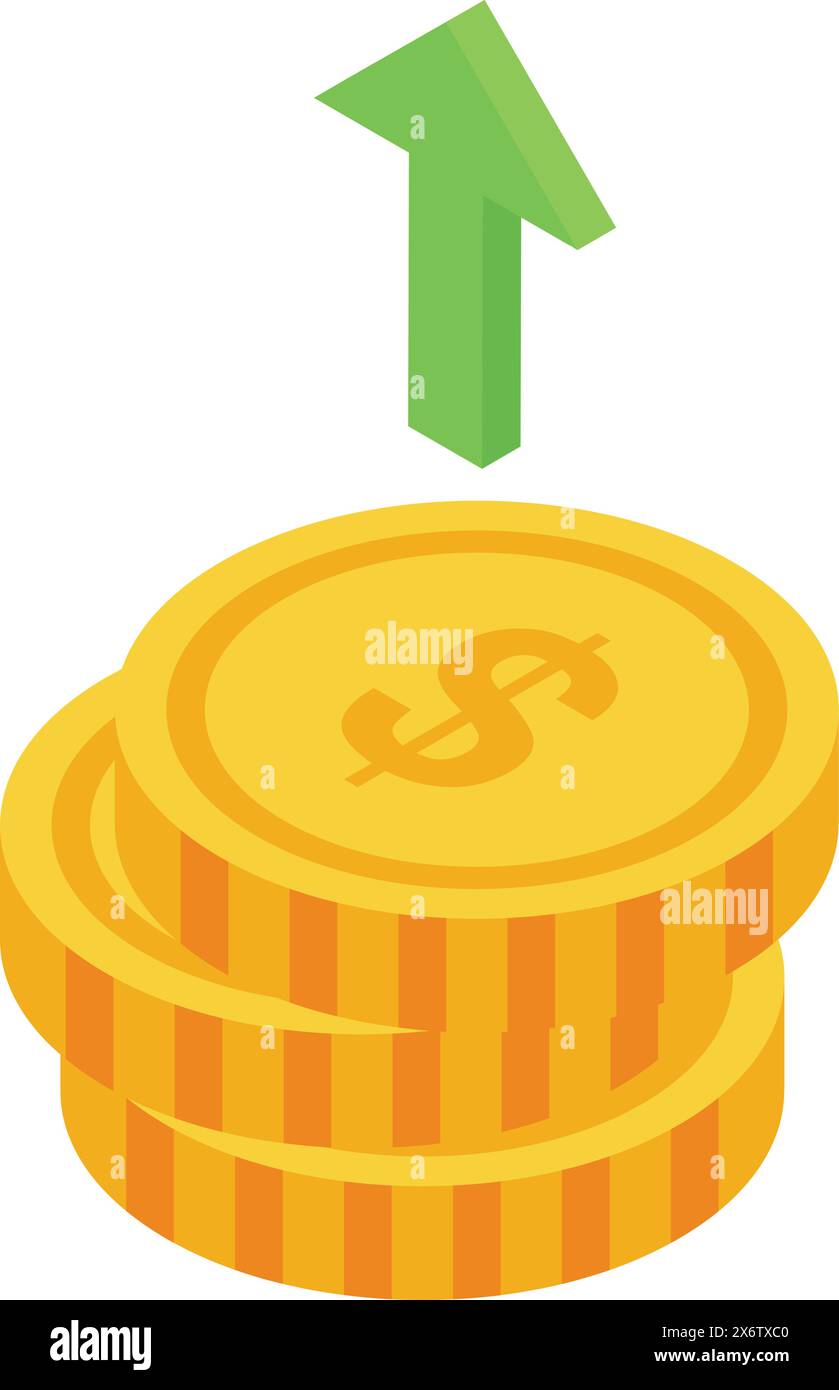 The concept of rising financial success symbolized by 3d isometric ...