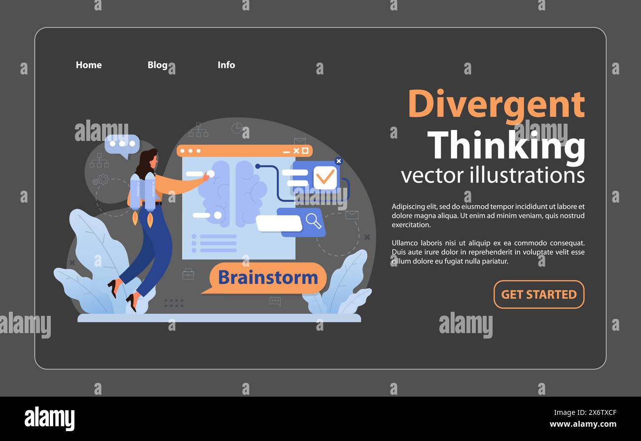 Efficient digital brainstorming in action. Dynamic woman interacts with ...