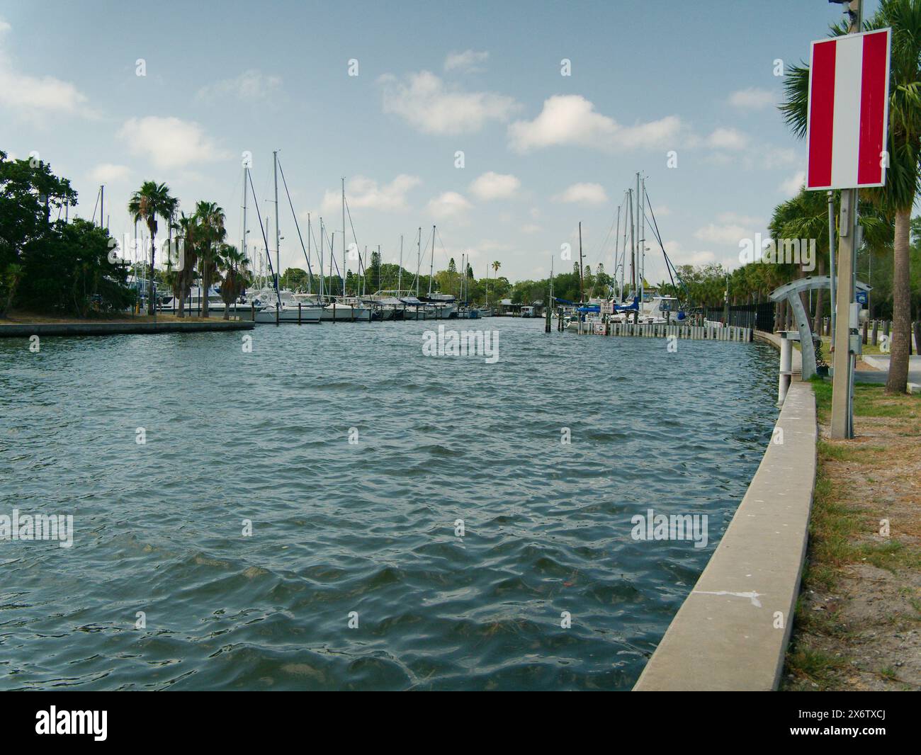 Wide view north into City of Gulfport Municipal Marina. Calm Blue Water ...