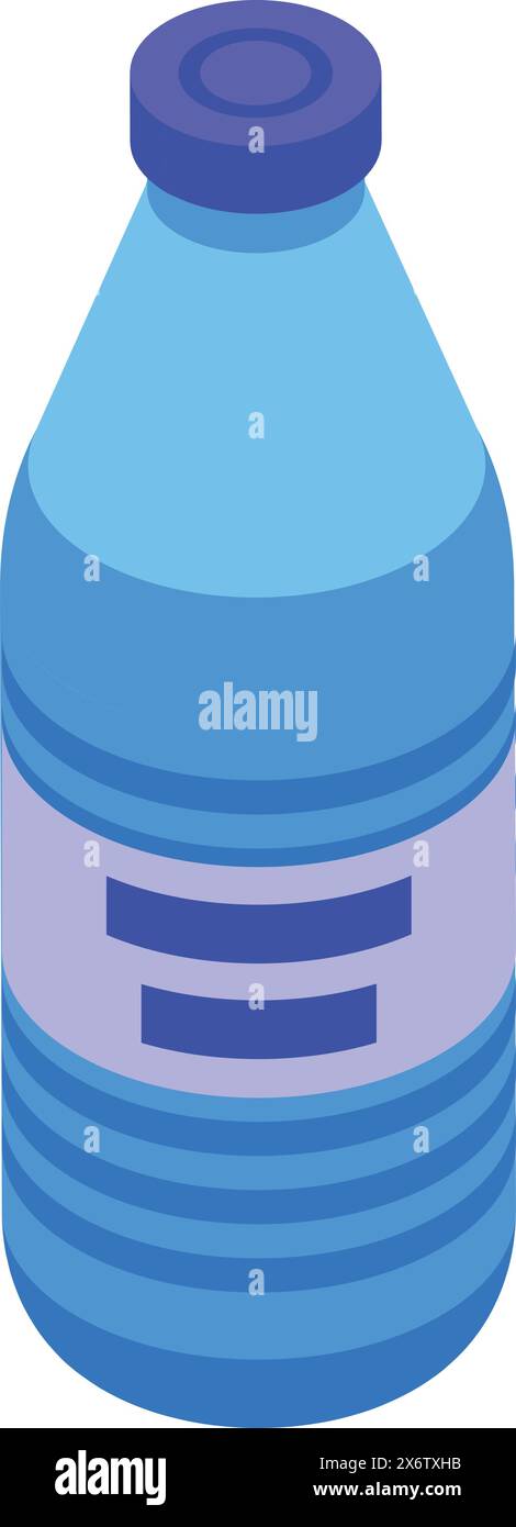 Digital illustration of a blue isometric plastic water bottle on a ...