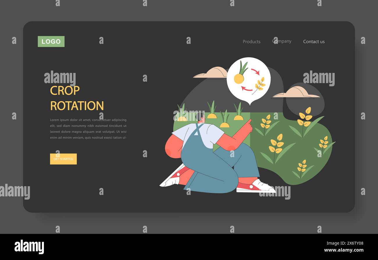 Crop Rotation concept. Farmer planning diverse plant cycles to promote ...