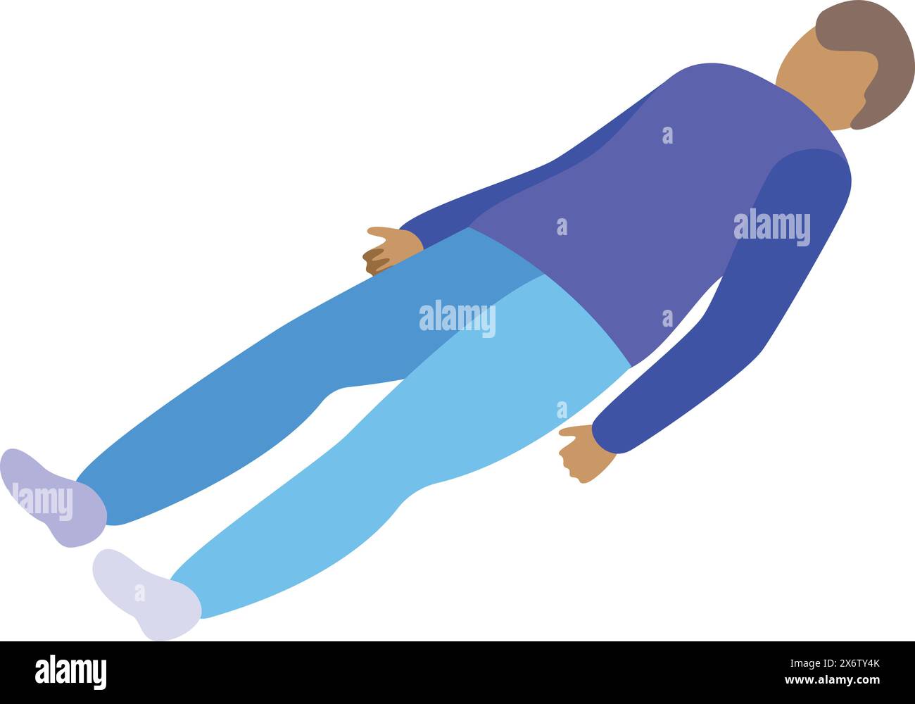 Flat design vector graphic of a person lying on the ground, isolated on ...
