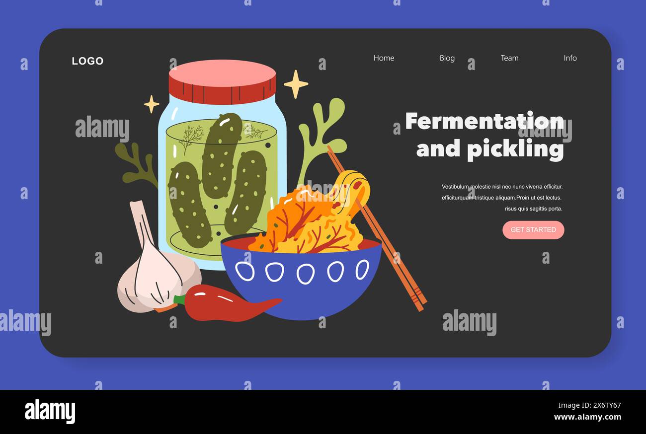 Fermentation and Pickling concept. A webpage design illustrates the ...