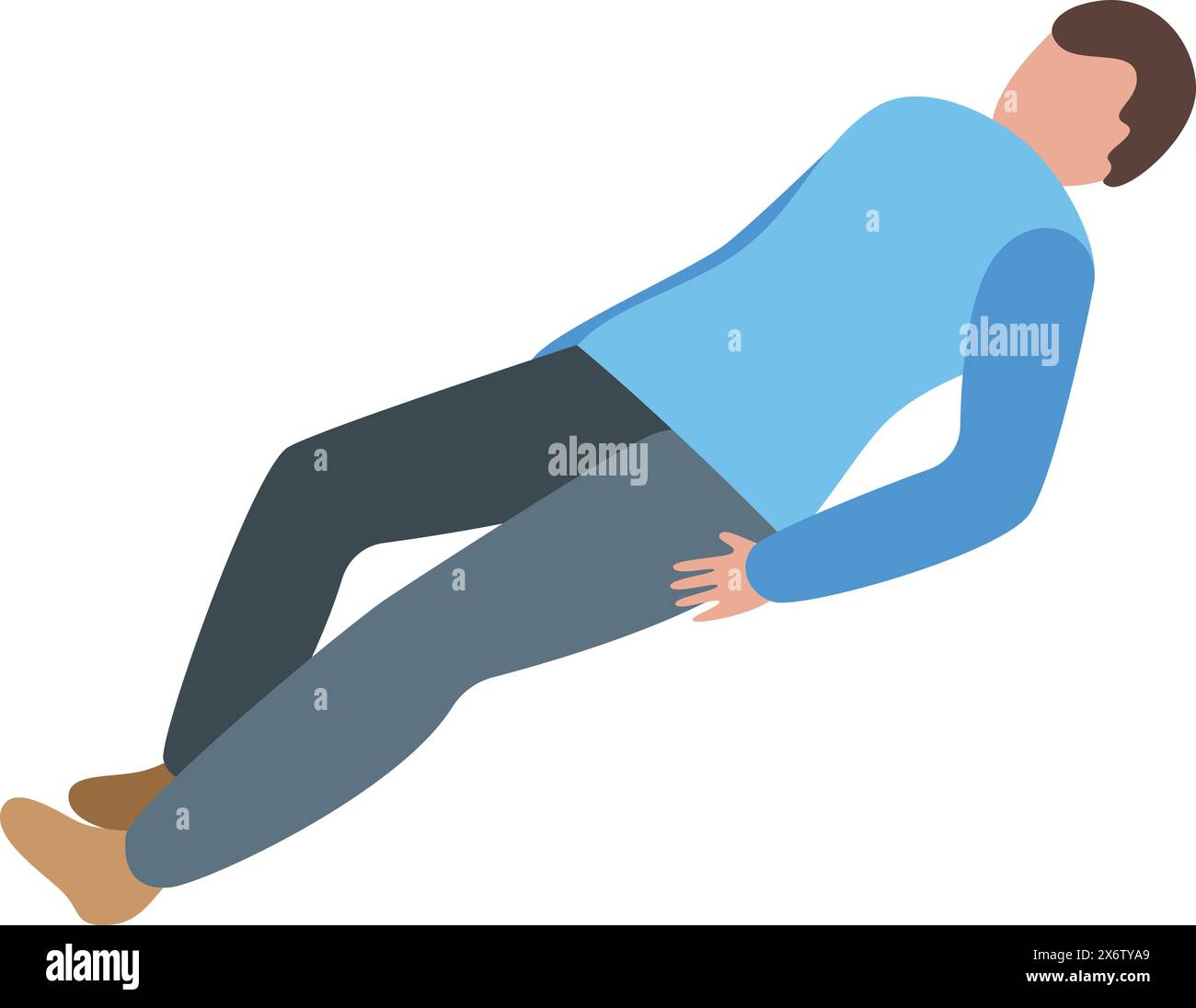 Flat vector illustration of a man lying on the ground, potentially ...