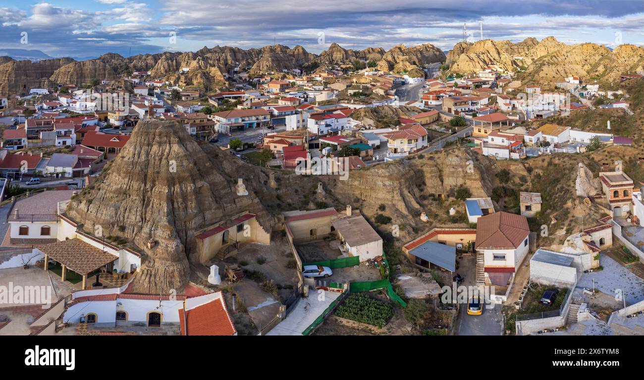 cave houses in the town of Purullena, Guadix region, Granada Geopark ...