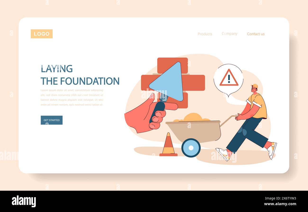 Laying the Foundation concept. A construction worker diligently ...