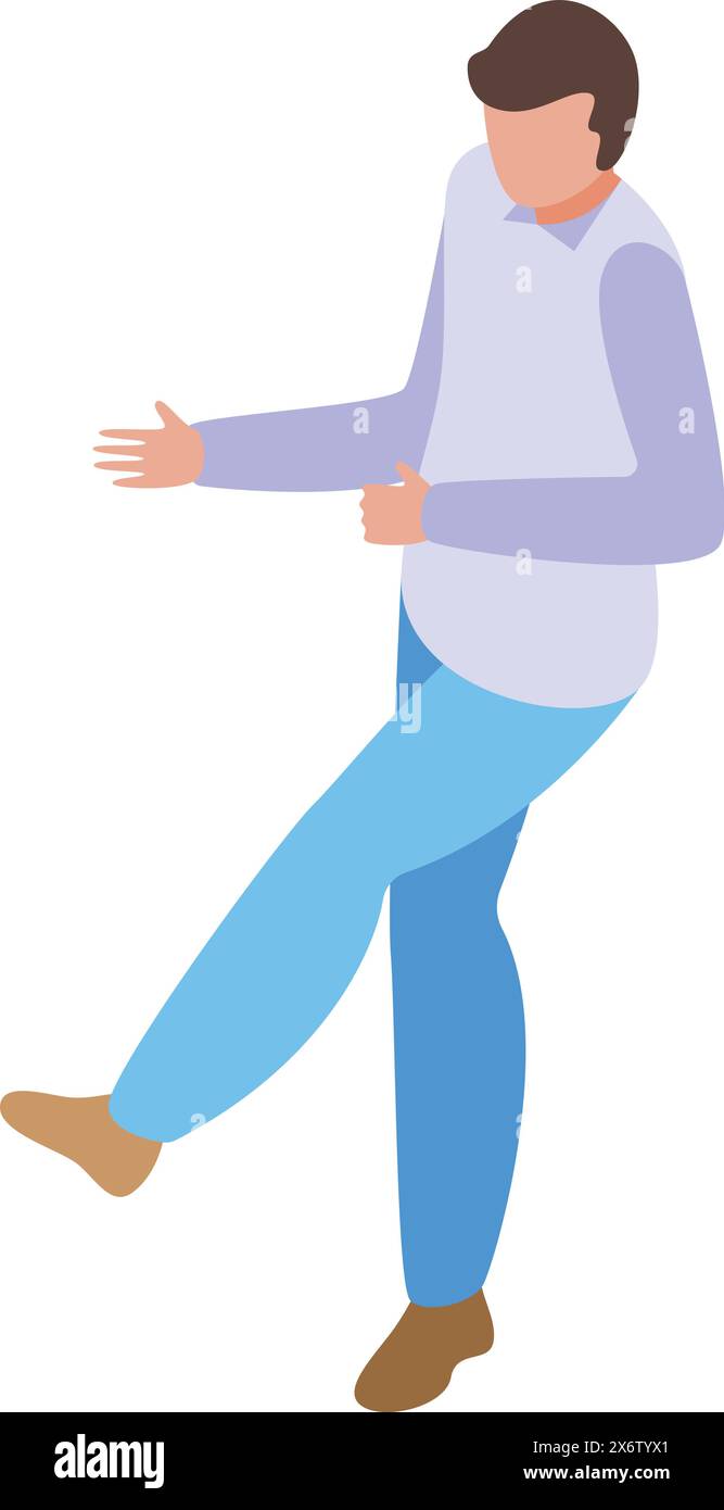Vector graphic of a man in casual attire walking in an isometric ...