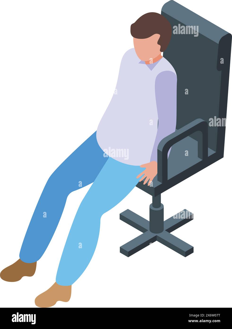 Isometric illustration of a man in casual attire sitting comfortably on ...