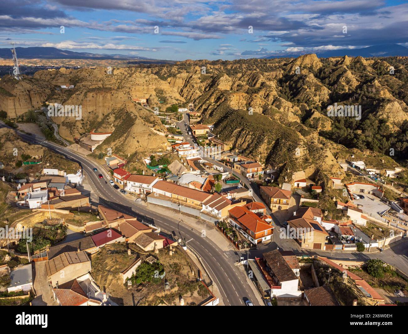 cave houses in the town of Purullena, Guadix region, Granada Geopark ...