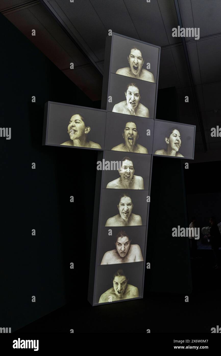 Four Crosses, 2019, corian, aluminium, iron and oak with LED panels ...