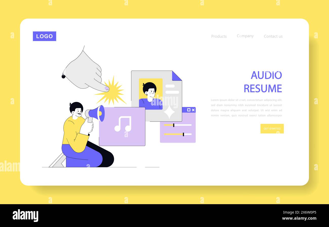 Audio resume concept. Modern job application method with a man ...