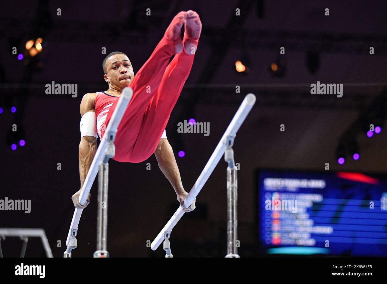 Artistic gymnastics mens parallel bars final hi-res stock photography ...