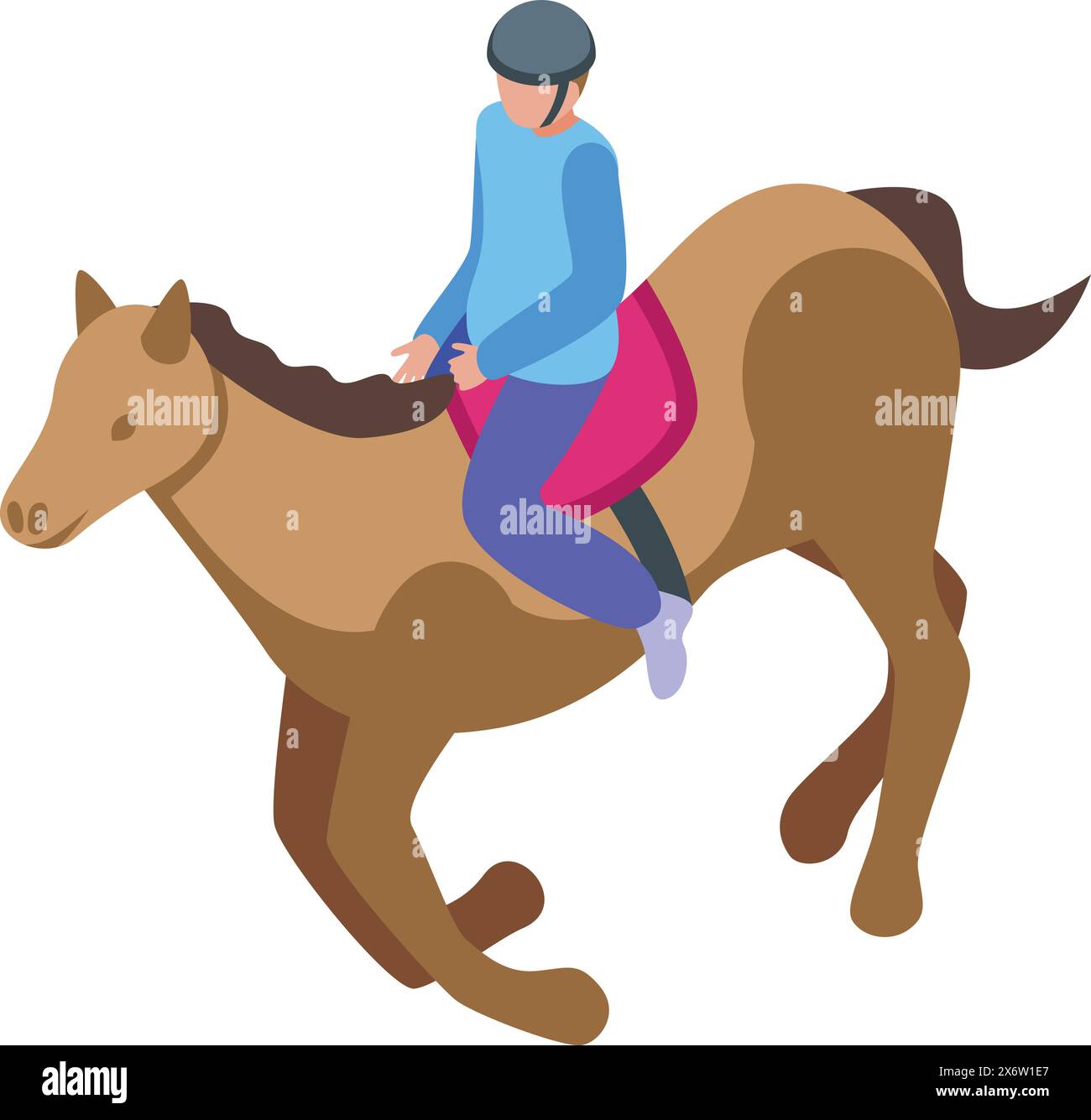 Isometric illustration of a person riding a horse, ideal for ...