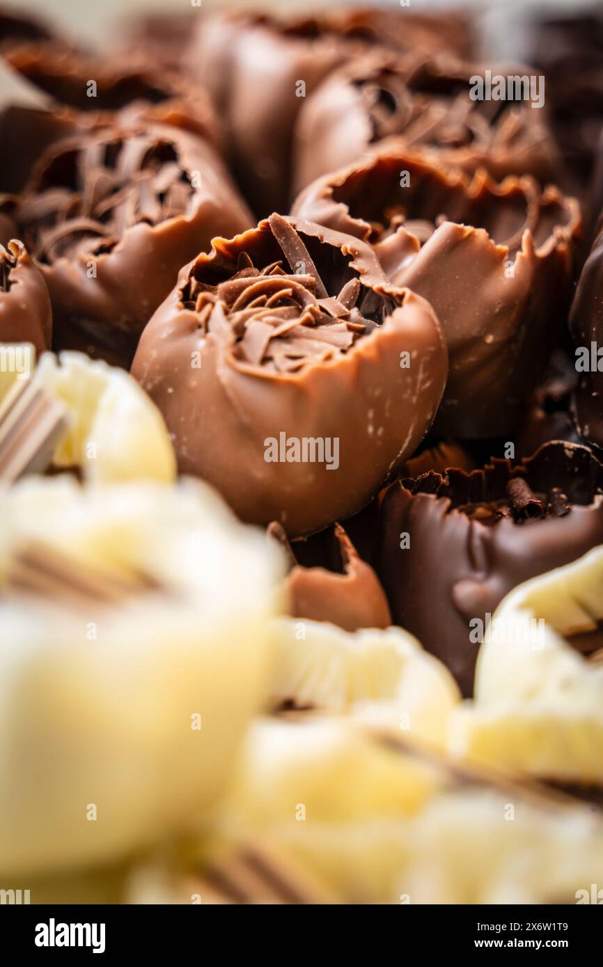 tulip-shaped chocolate flowers in a typical chocolate shop, Amsterdam ...