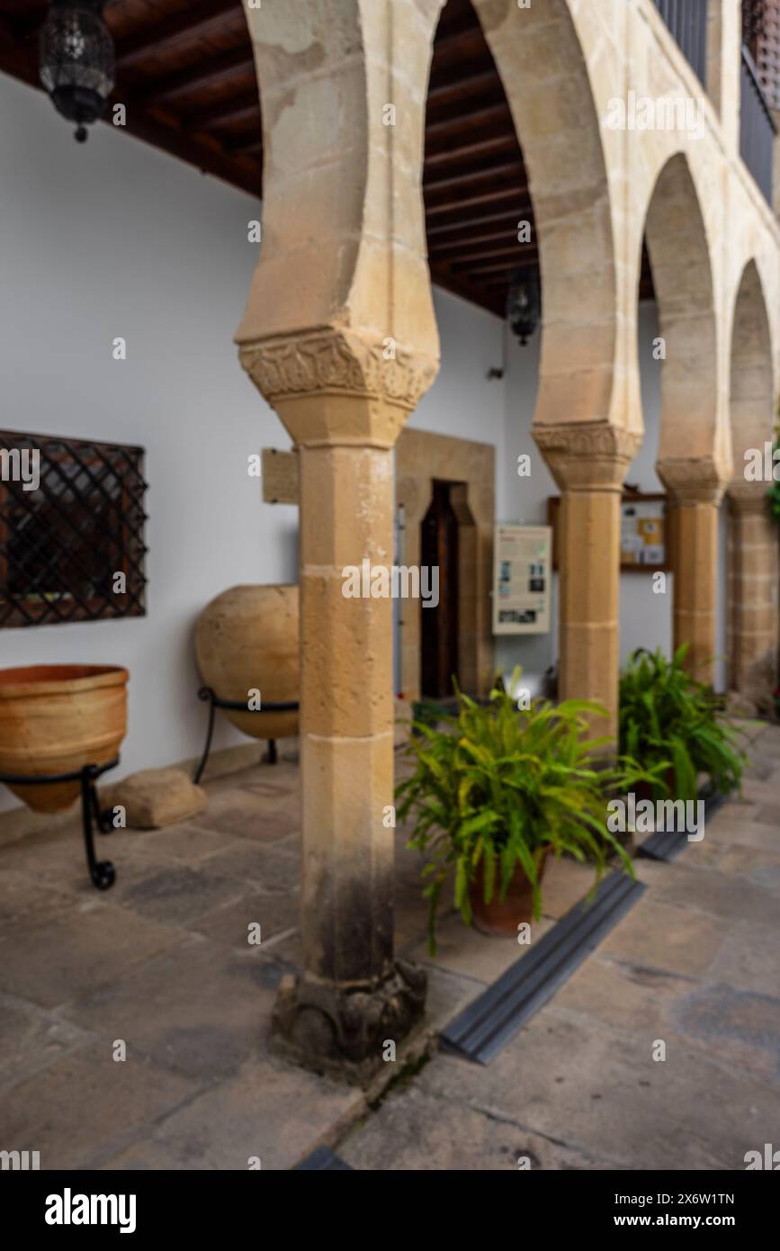 Mudejar octagonal pillars with bases decorated with balls and ...