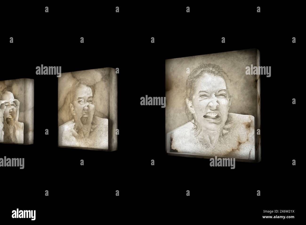 Five Stages of Maya Dance, 2013-2019, alabaster, light panels and ...