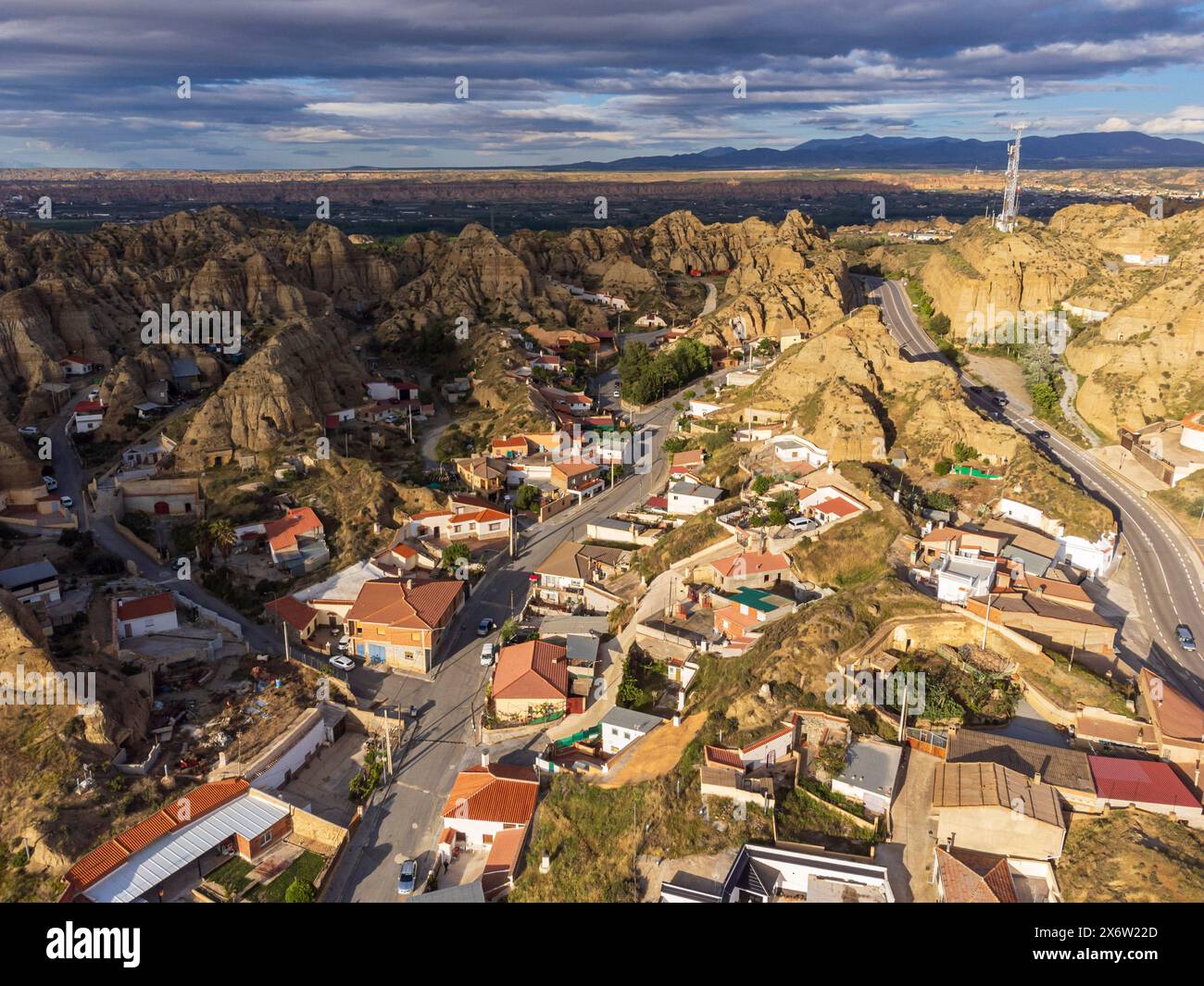 cave houses in the town of Purullena, Guadix region, Granada Geopark ...
