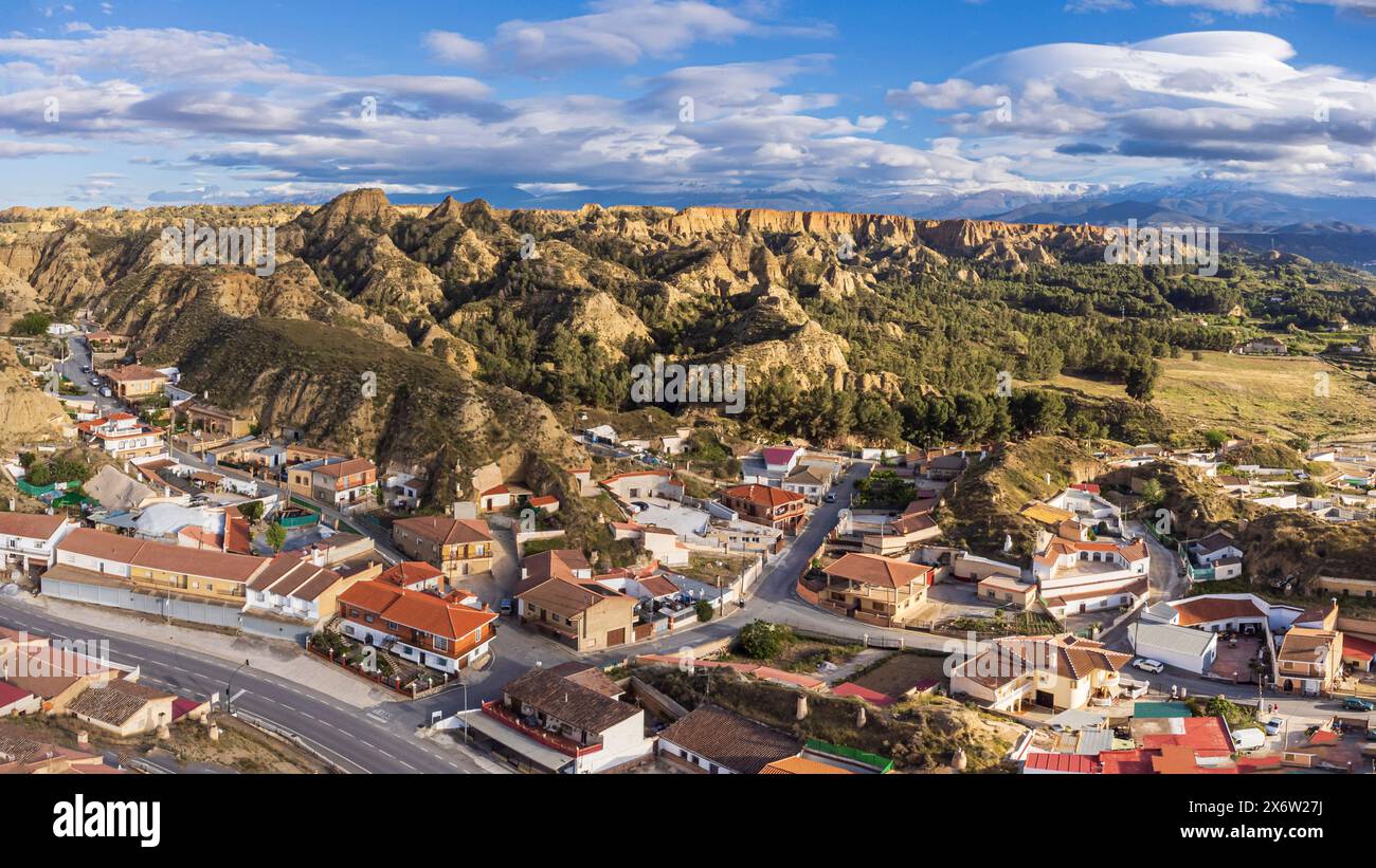 cave houses in the town of Purullena, Guadix region, Granada Geopark ...