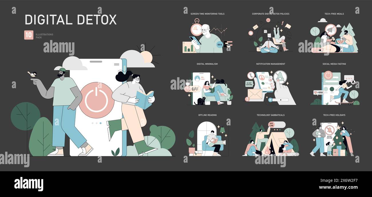 Digital Detox set. Embracing life without digital devices through ...