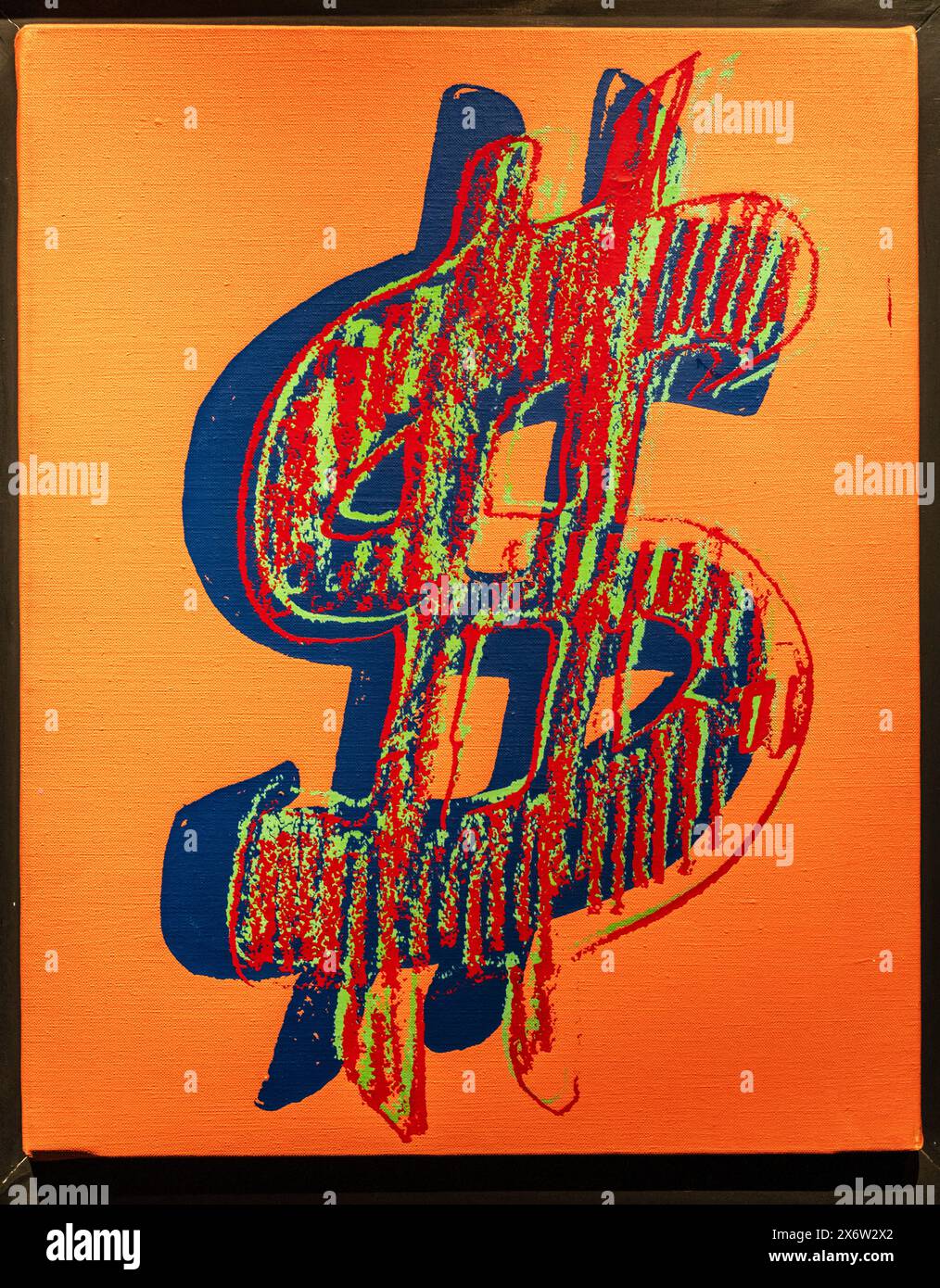 Andy Warhol, Dollar, 1982, Silkscreen on on handkierchief mounted on cardboard, Moco Museum ...