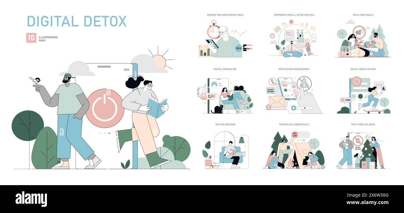 Digital Detox set. Embracing life beyond screens with mindful ...