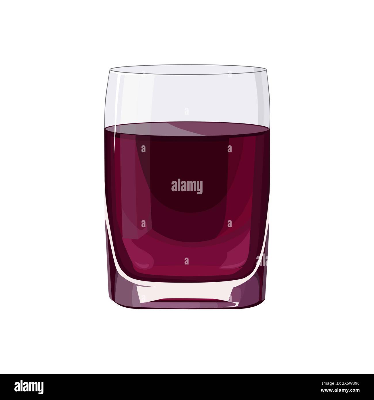 Full glass of pink juice isolated on white background. Vector ...