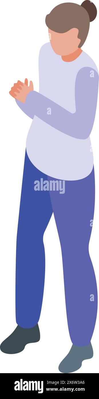 Digital illustration of an isometric woman with a casual pose and ...