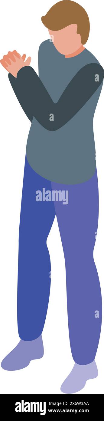 Vector illustration of a man clapping hands in a flat design, isolated ...