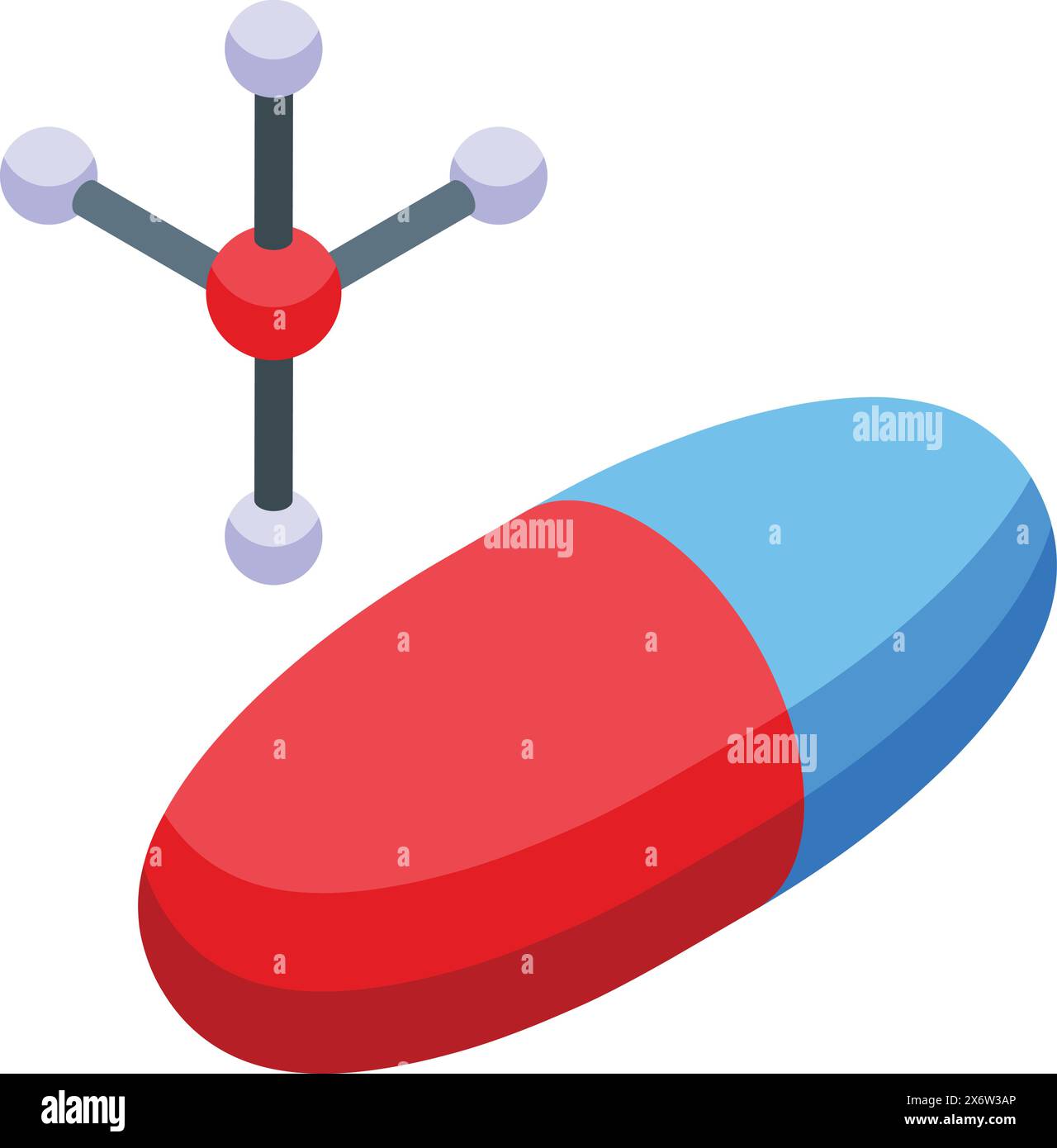 Graphic representation of a medicine capsule with its chemical ...