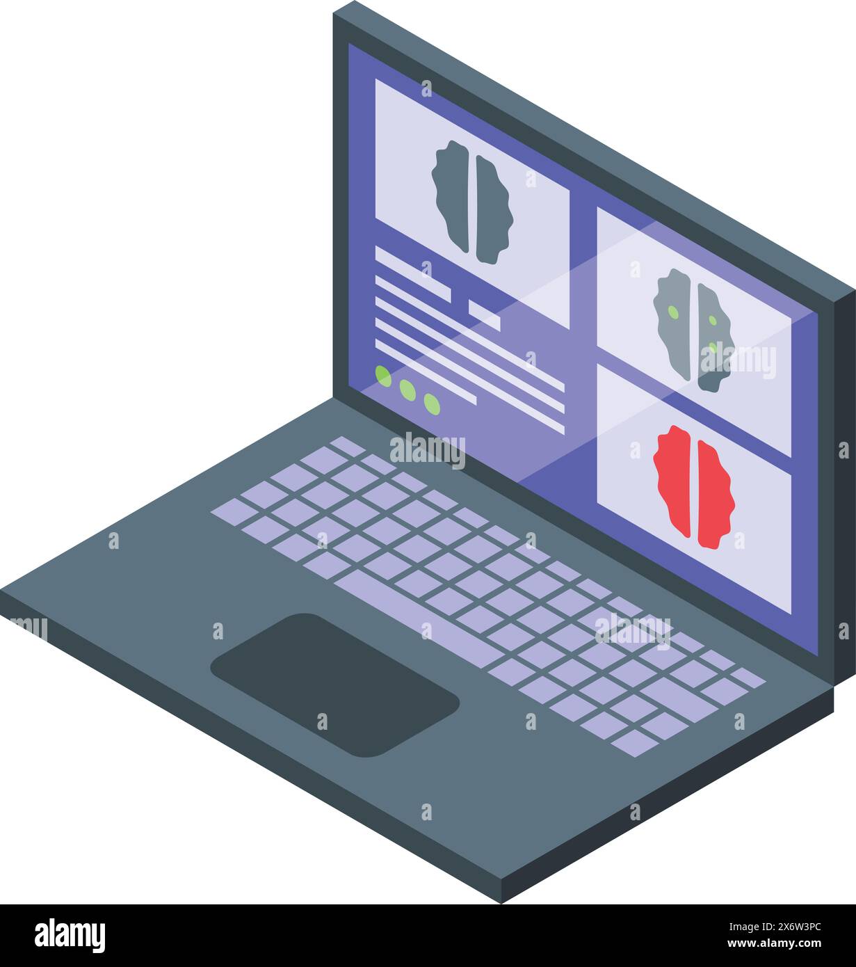 Isometric illustration of a laptop displaying graphs and analytics on the screen Stock Vector ...