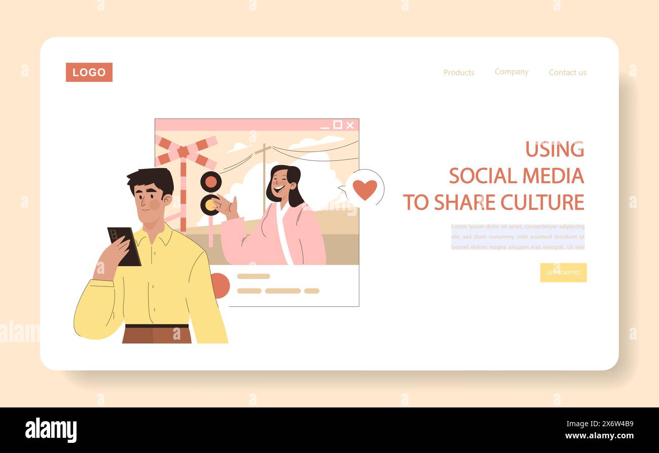Cultural Exchange Online concept. An illustration capturing a joyful ...