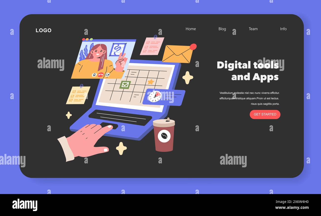 Digital Tools and Apps illustration A modern professional navigates ...