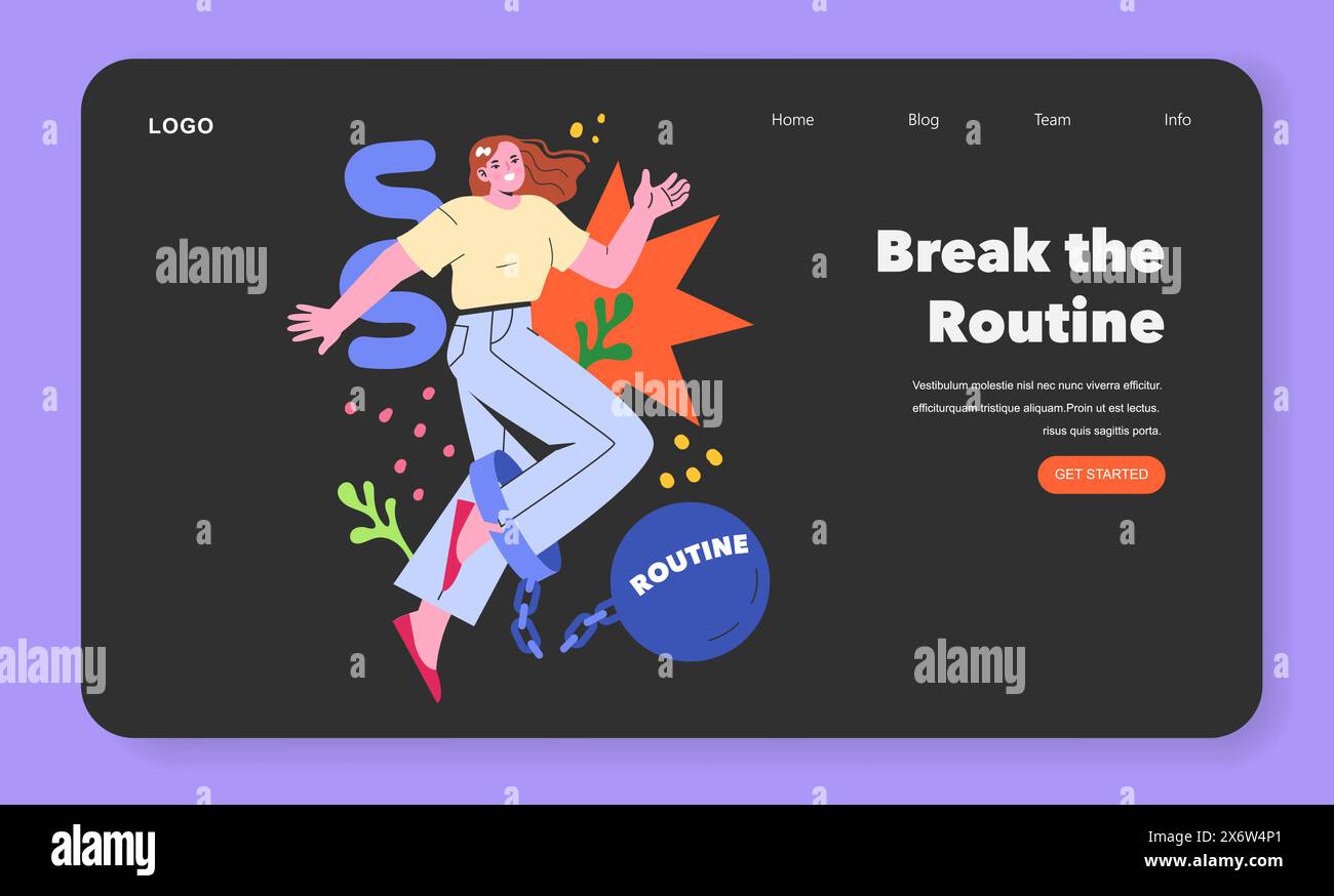 YOLO concept. A joyful character breaking free from a ball and chain ...